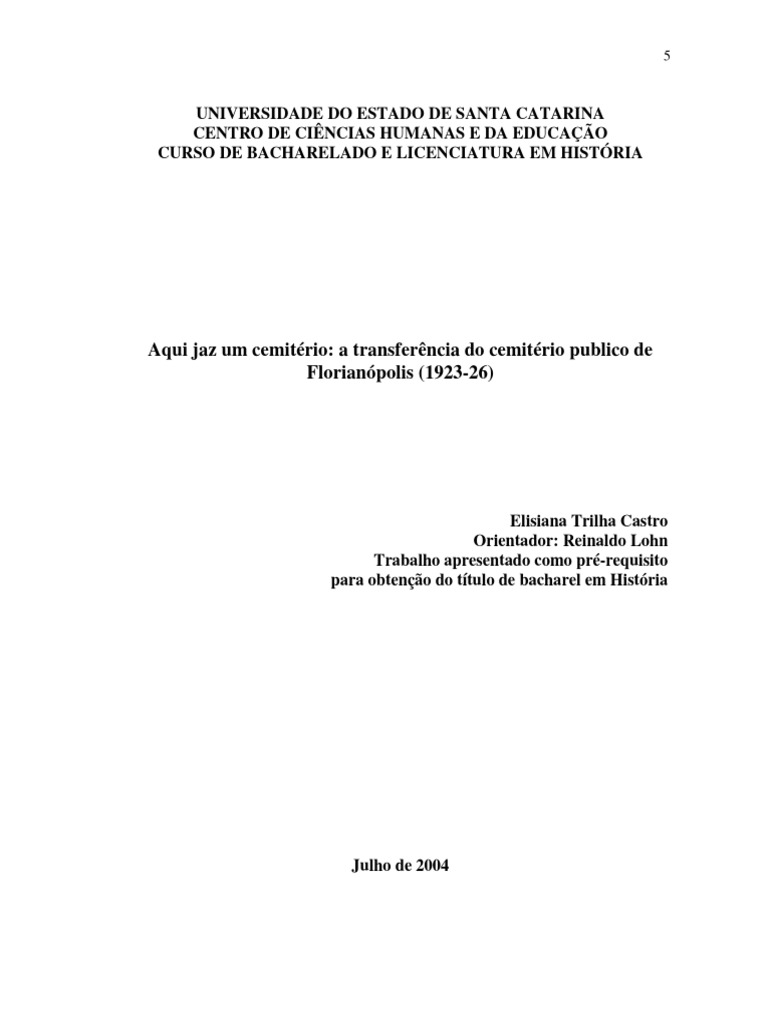 TCC - Elisianatrilhacastro Com Capa | PDF | Morte | Cemitério
