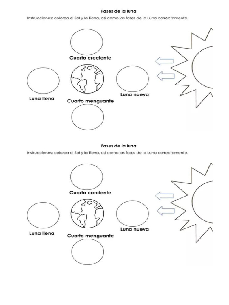 Fases de La Luna Dibujo Con Sol | PDF