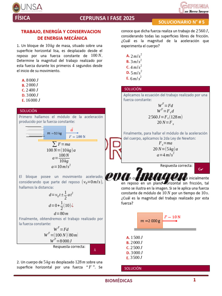 Práctica 05 Ceprunsa - Física I Fase - Solucionario - Biomedicas | PDF ...