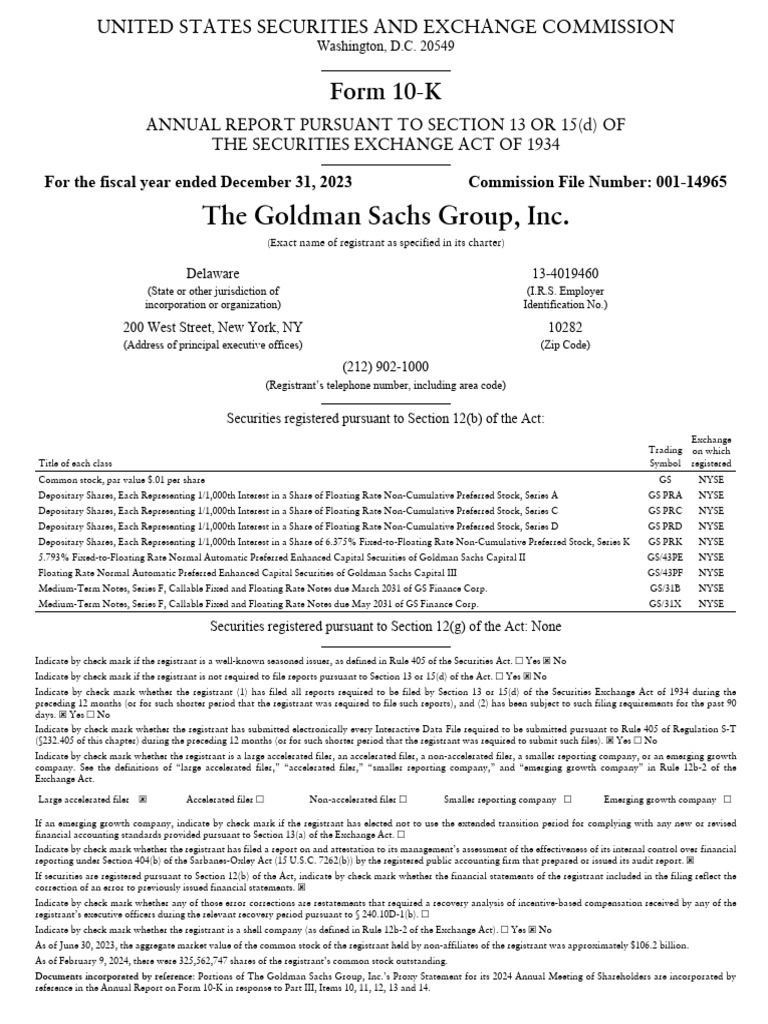 The Goldman Sachs Group, Inc.: Form 10-K | PDF | Derivative (Finance ...