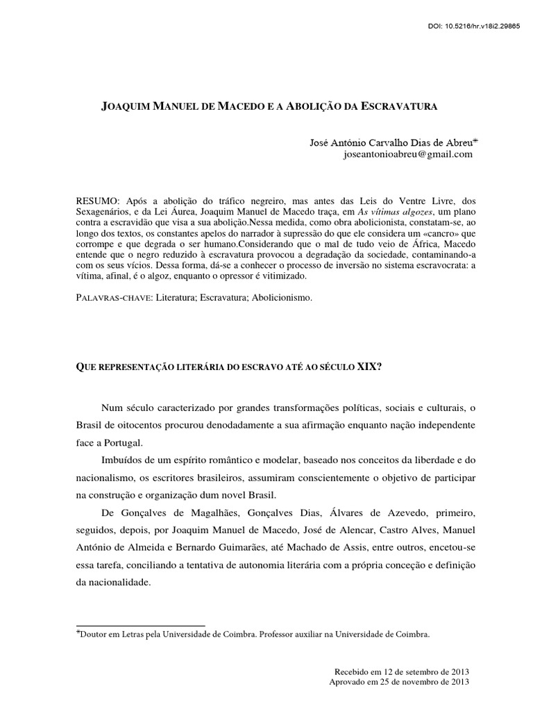 Abolição Manuel Macedo | PDF | Escravidão | Abolicionismo