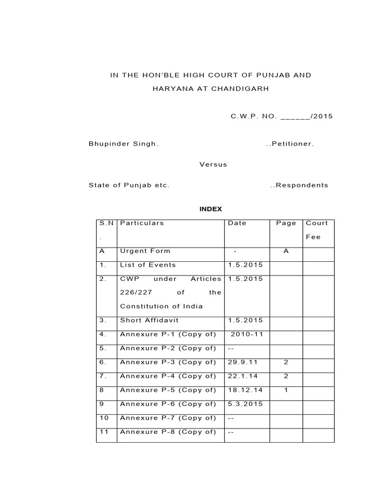 CWP Bhupinder Singh Tehsildar | PDF | Writ | Mandamus
