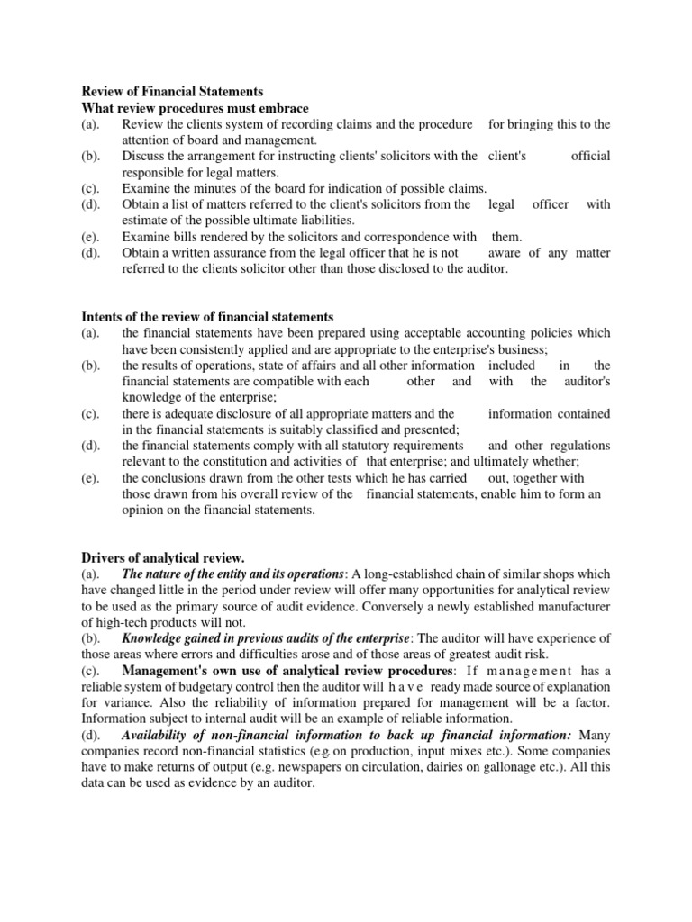 Review of Financial Statements | PDF | Financial Statement | Audit
