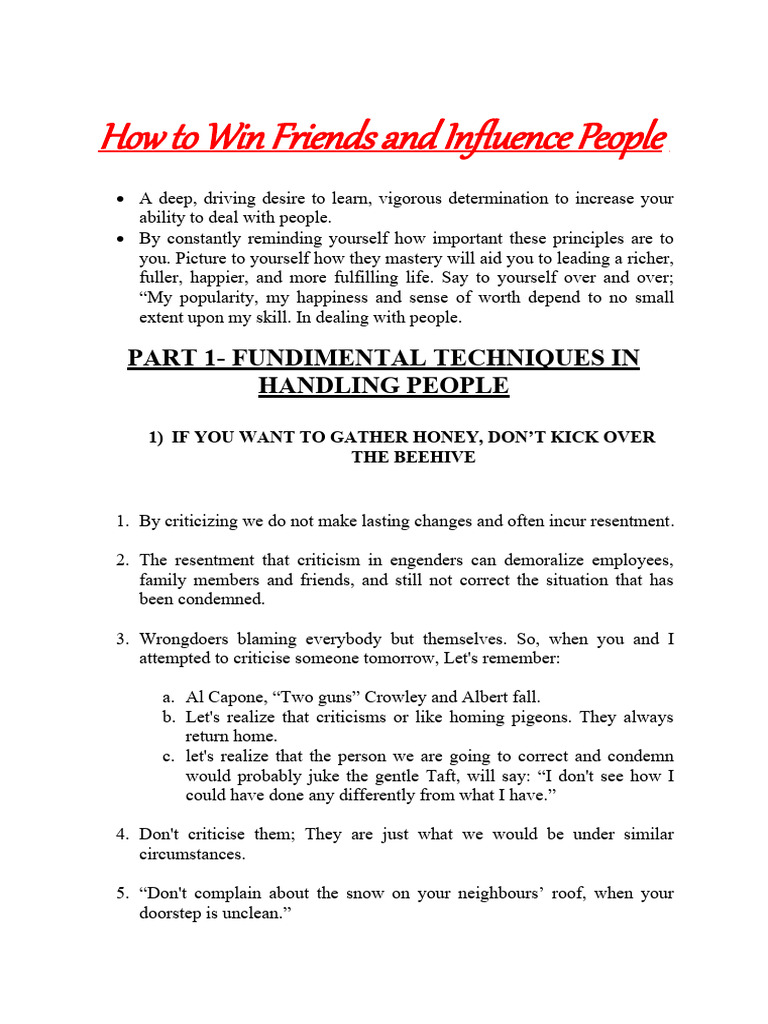 How to Win friends and Influence People summary | PDF