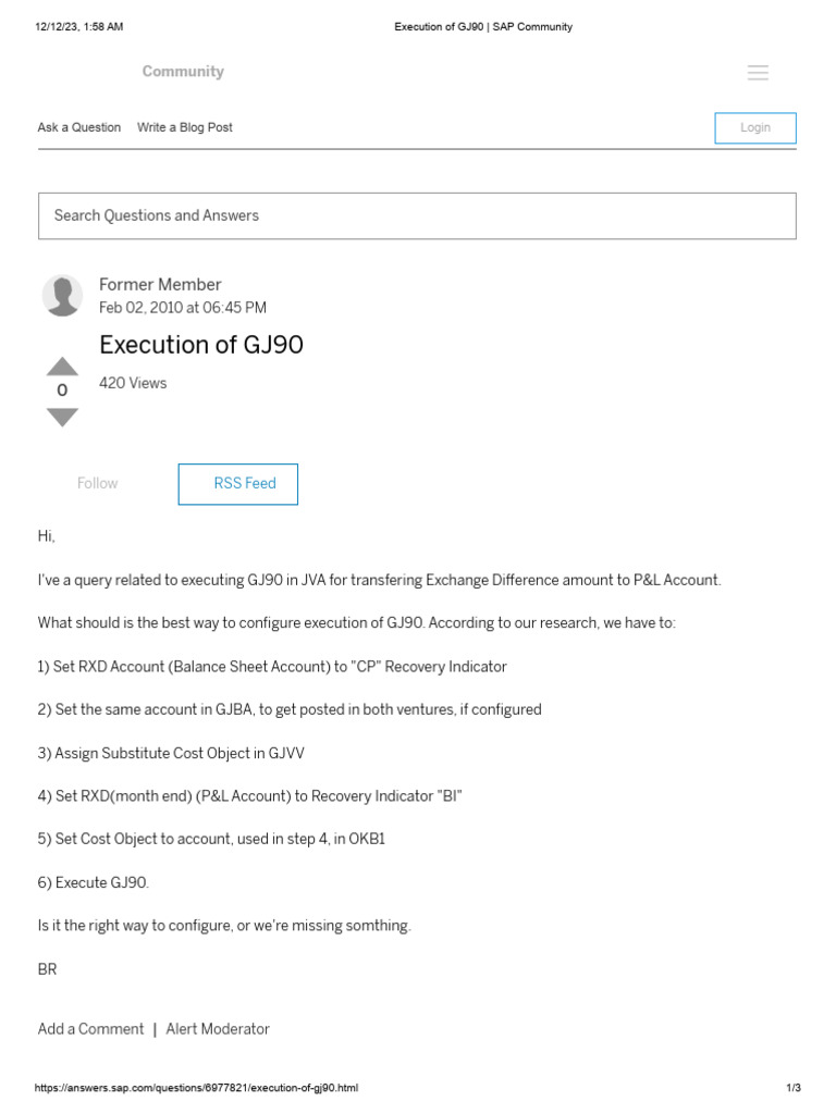Execution of GJ90 _ SAP Community | PDF