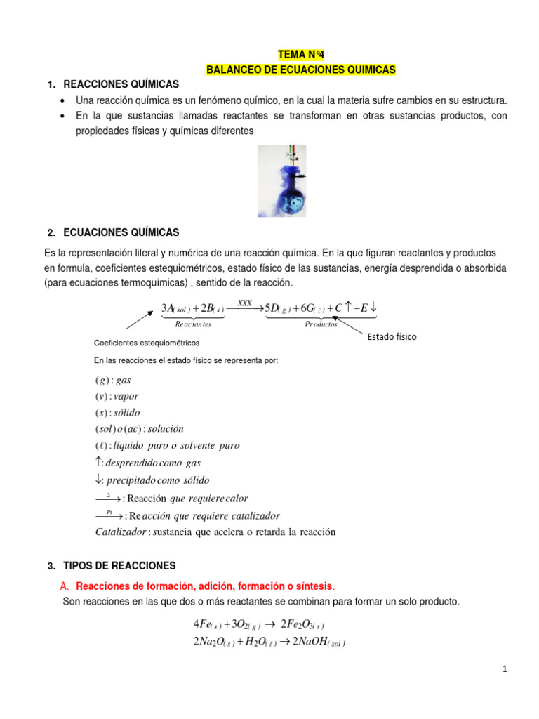 Tema N°3 Balanceo 1-24 | PDF | Redox | Amoníaco