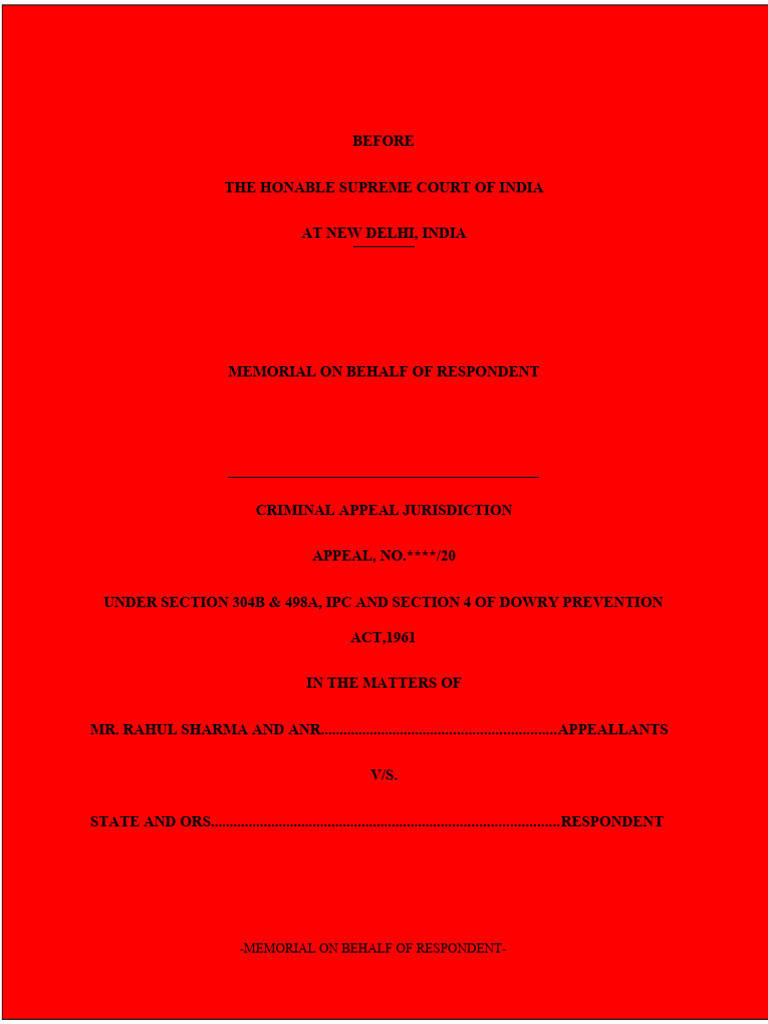 Moot Court Competition Respondent Final TC-05 | PDF | Acquittal | Appeal
