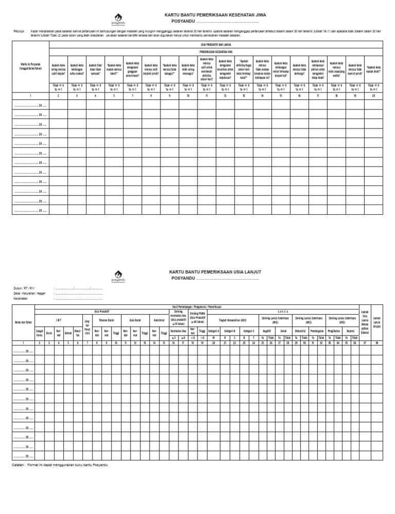 Kartu Bantu Pemeriksaan Keswa (Kesehatan Jiwa) - BB | PDF