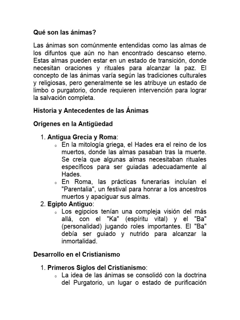 Significado y Orígenes de las Ánimas | PDF | Alma | Purgatorio