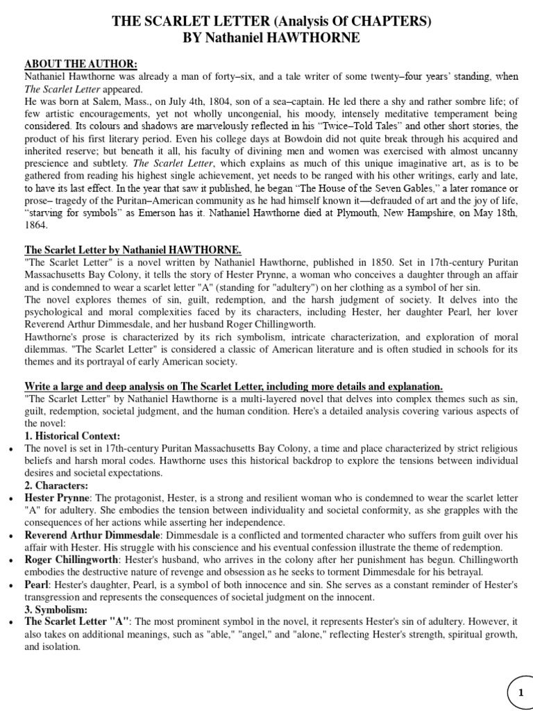 Analysis of The Scarlet Letter Chapters | PDF | The Scarlet Letter ...