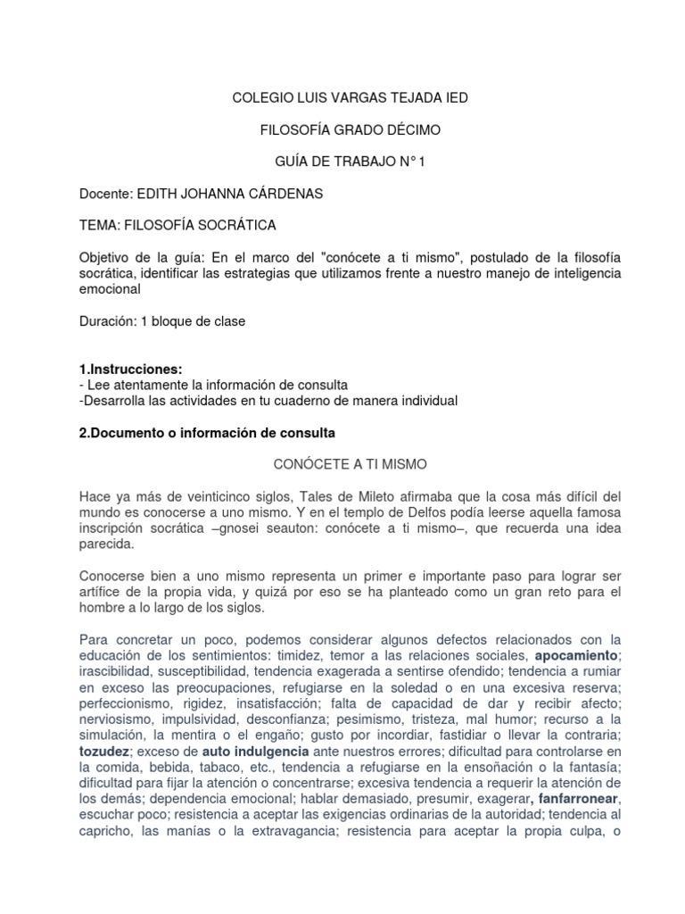 Guía de Aprendizaje N°2 Filosofía Socrática | PDF | Relaciones ...
