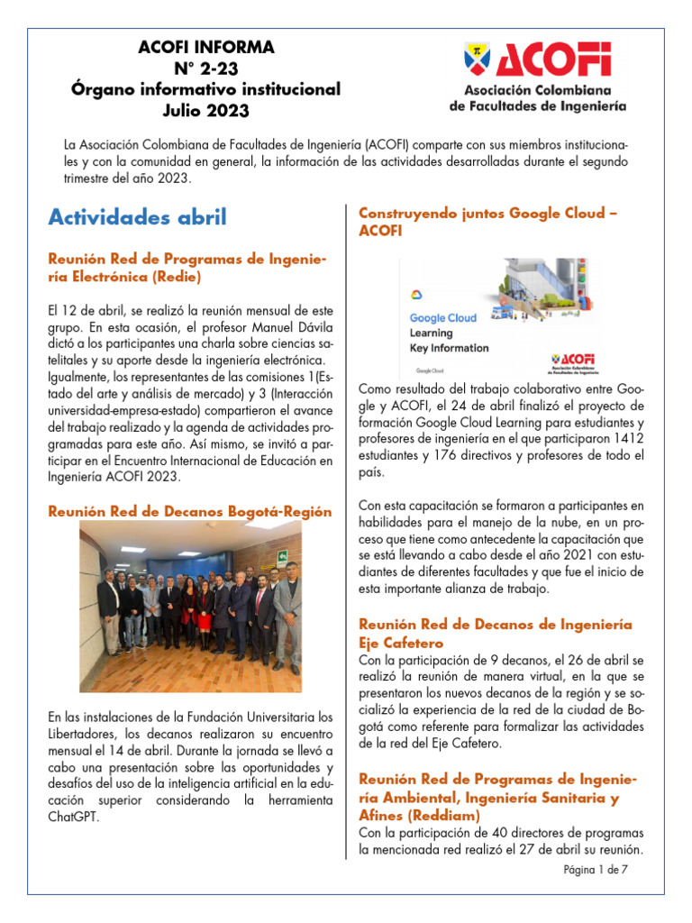 Boletin ACOFI Informa #2 2023 | PDF | Ingeniería | Colombia