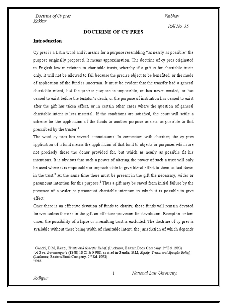 Doctrine of Cy-Pres FAMILY LAW | PDF | Legal Aspects Of Death | Inheritance