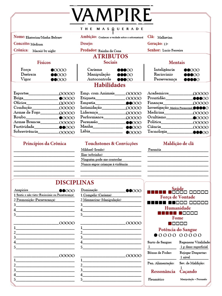 V5 - Ficha Ekaterina-1 | PDF