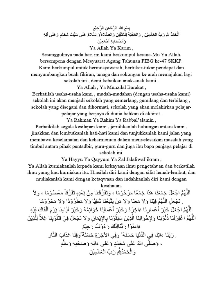 Doa PIBG 2024 | PDF | Agama & Spiritualitas