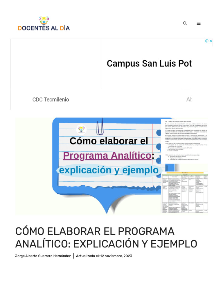 Programa Analítico - Explicación y Ejemplo | PDF | Plan de estudios ...