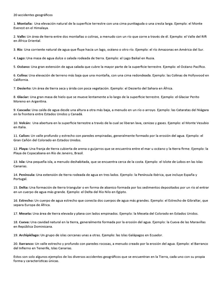 Accidentes Geográficos | PDF | Isla | Montañas