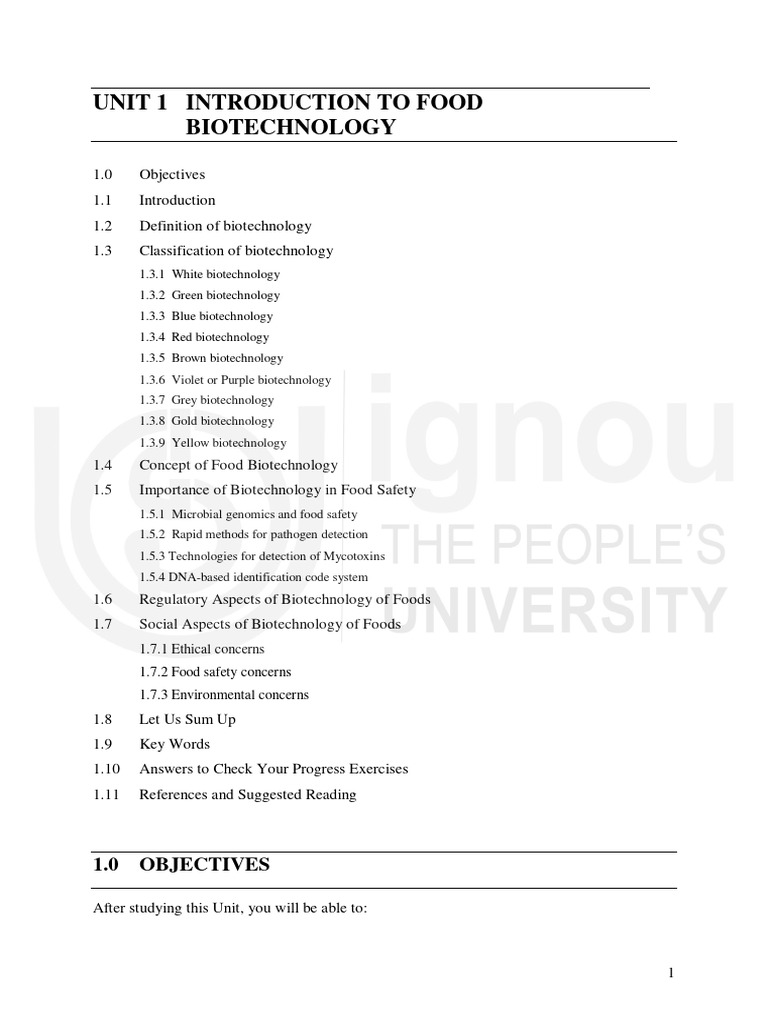 Food Biotechnology Unit 1 | PDF | Biotechnology | Genetically Modified Food