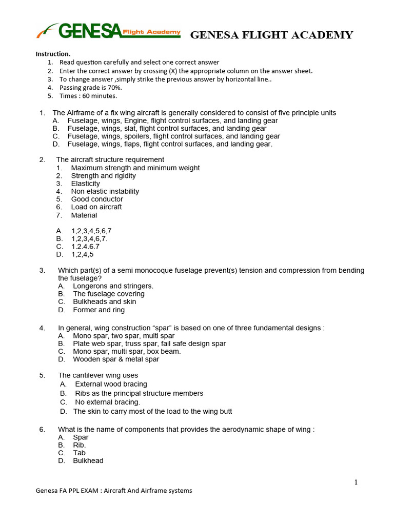 Pilot Exam Prep: Aircraft Systems | PDF | Flight Control Surfaces ...