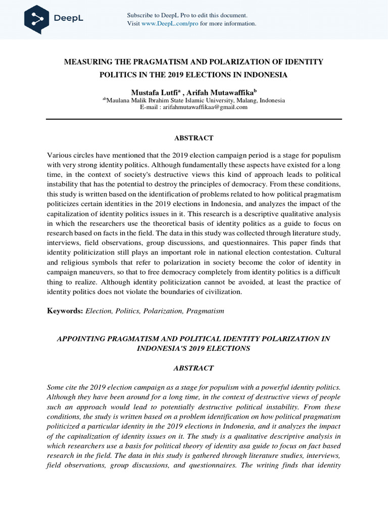Measuring the Pragmatism and Polarization of Identity Politics in the 2019 Elections in ...
