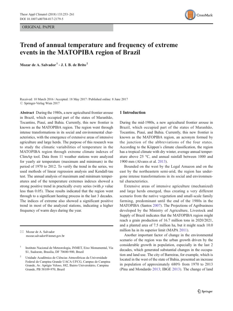 Trend of Annual Temperature and Frequency of Extreme Events in The ...