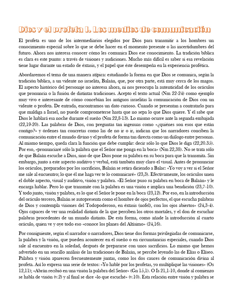 Dios y El Profeta I | PDF | Profeta | Experiencia