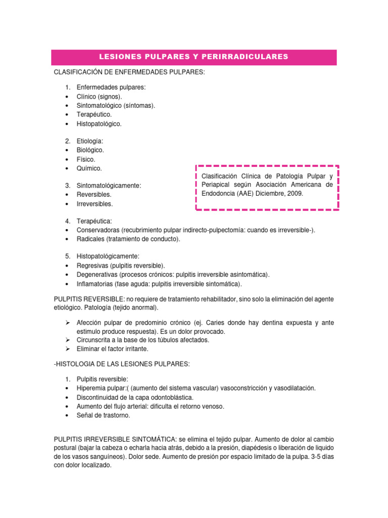 Lesiones Pulpares | PDF | Especialidades Medicas | Enfermedades y ...