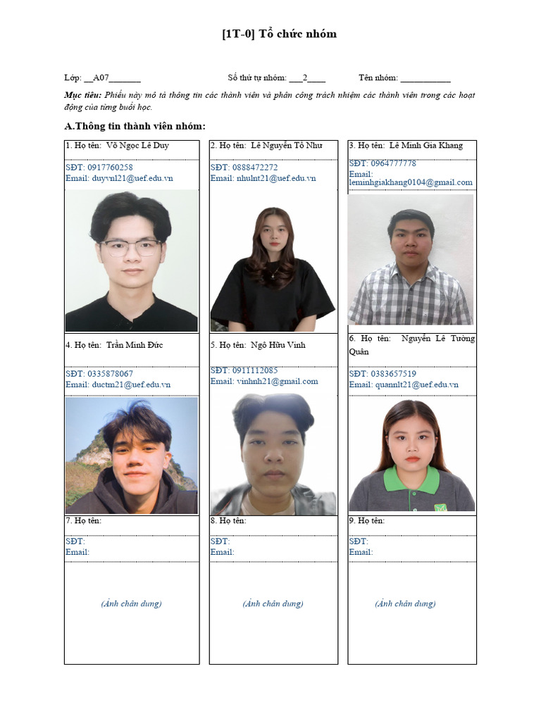 (1T-0) T CH C Nhóm: A.Thông Tin Thành Viên Nhóm | PDF