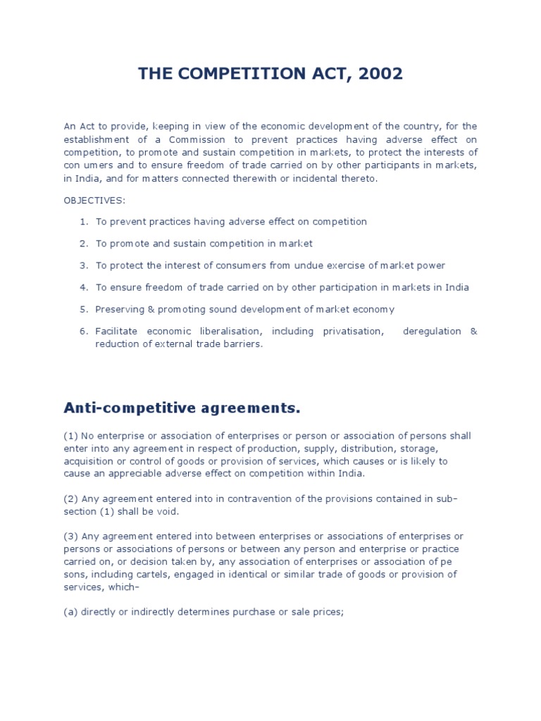 The Competition Act | PDF | Mergers And Acquisitions | Competition