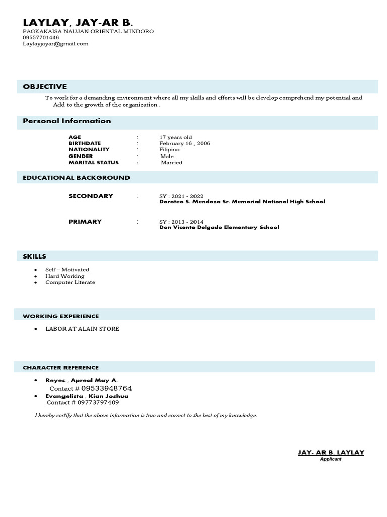 Jay-Ar Resume | PDF