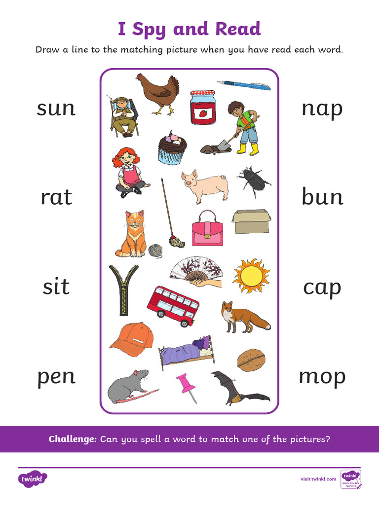 I Spy and Read Activity - CVC Words Set 4 | PDF | General Fiction