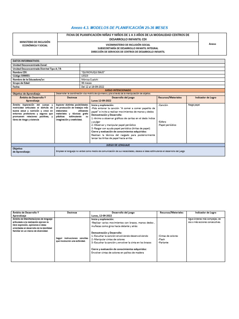 Quinch, Plani 8 | PDF | Aprendizaje
