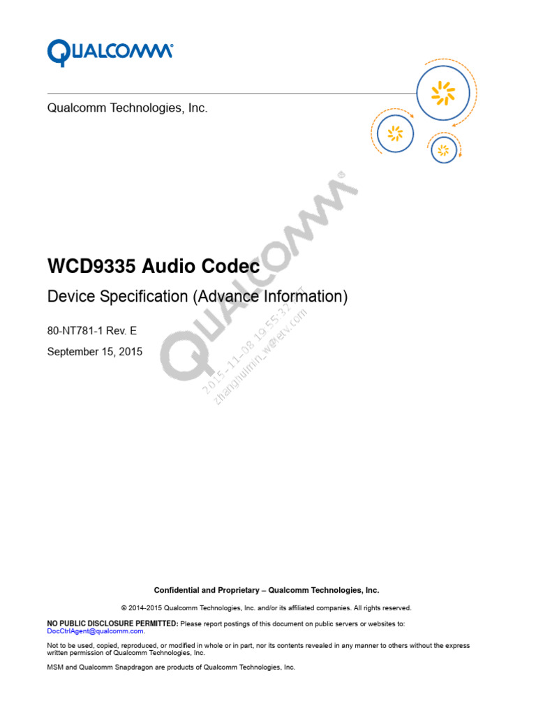 WCD9335 Audio Codec Device Specification (Advance Information) | PDF | Analog To Digital ...