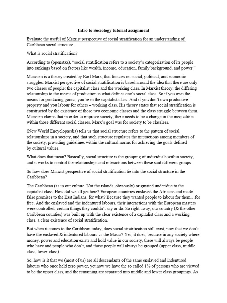 Intro To Soci Marxist Assignment | PDF | Marxism | Social Stratification
