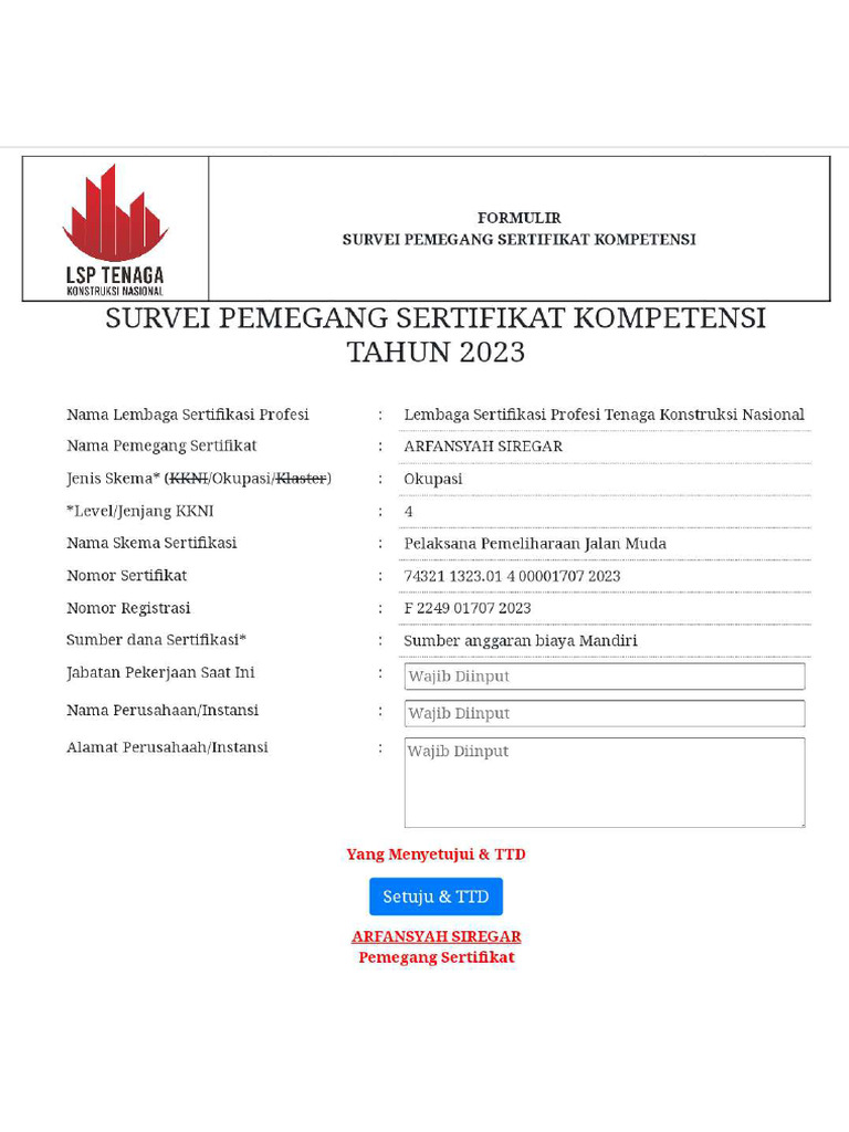 Bukti Sertifikat Tenaga Ahli | PDF