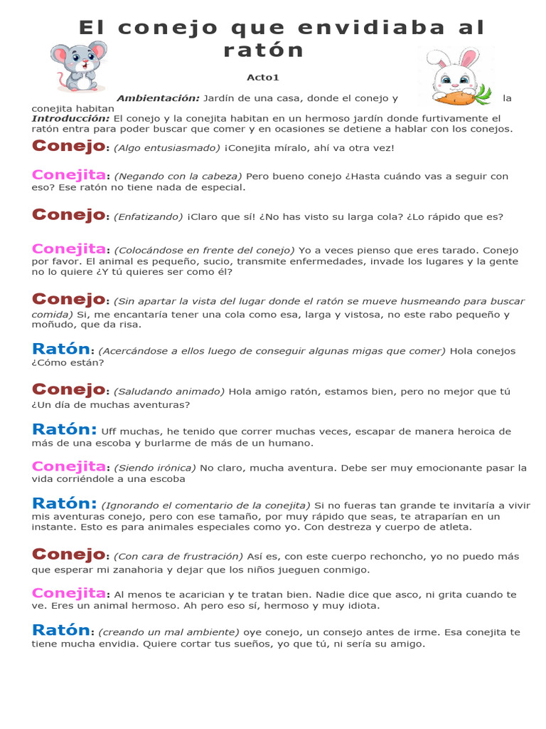 El conejo que envidiaba al ratón | PDF