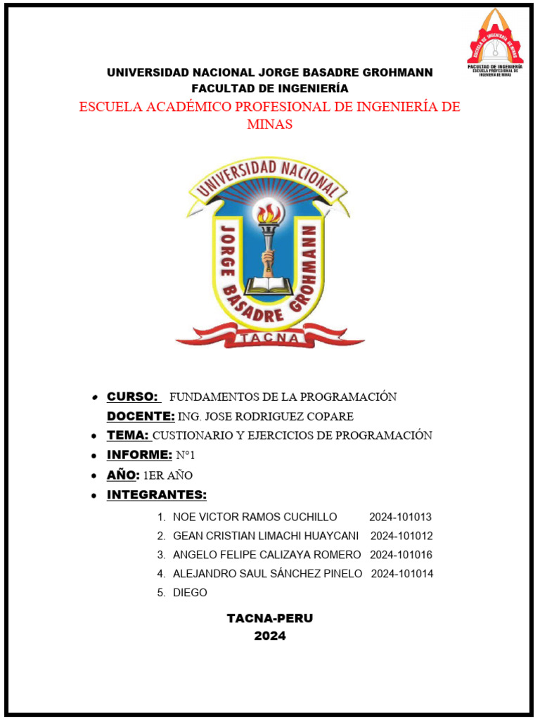 INFORME N°1 DE FUNDAMENTOS DE PROGRAMACIÓN | PDF | Programación | Programa de computadora