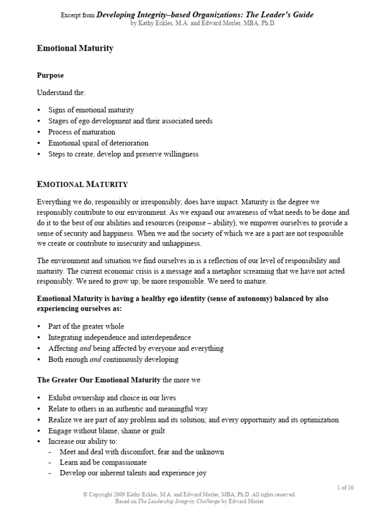Levels Stages of Maturity Ego Dev. Needs Motivation | PDF | Self ...
