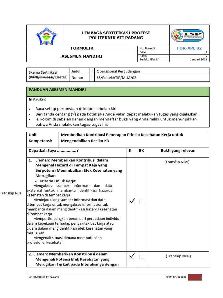 MLIA FR - APL - .02. Asesmen Mandiri 1 | PDF | Karier & Perkembangan ...