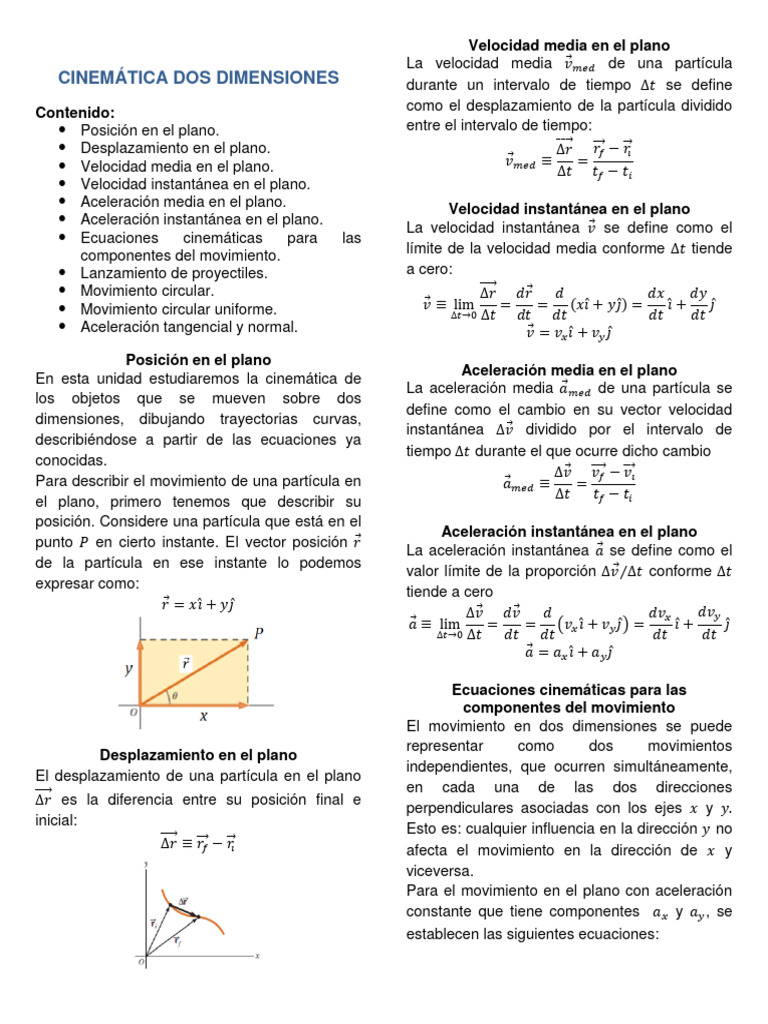 Cinemática en Dos Dimensiones I-2022 | PDF | Aceleración | Velocidad