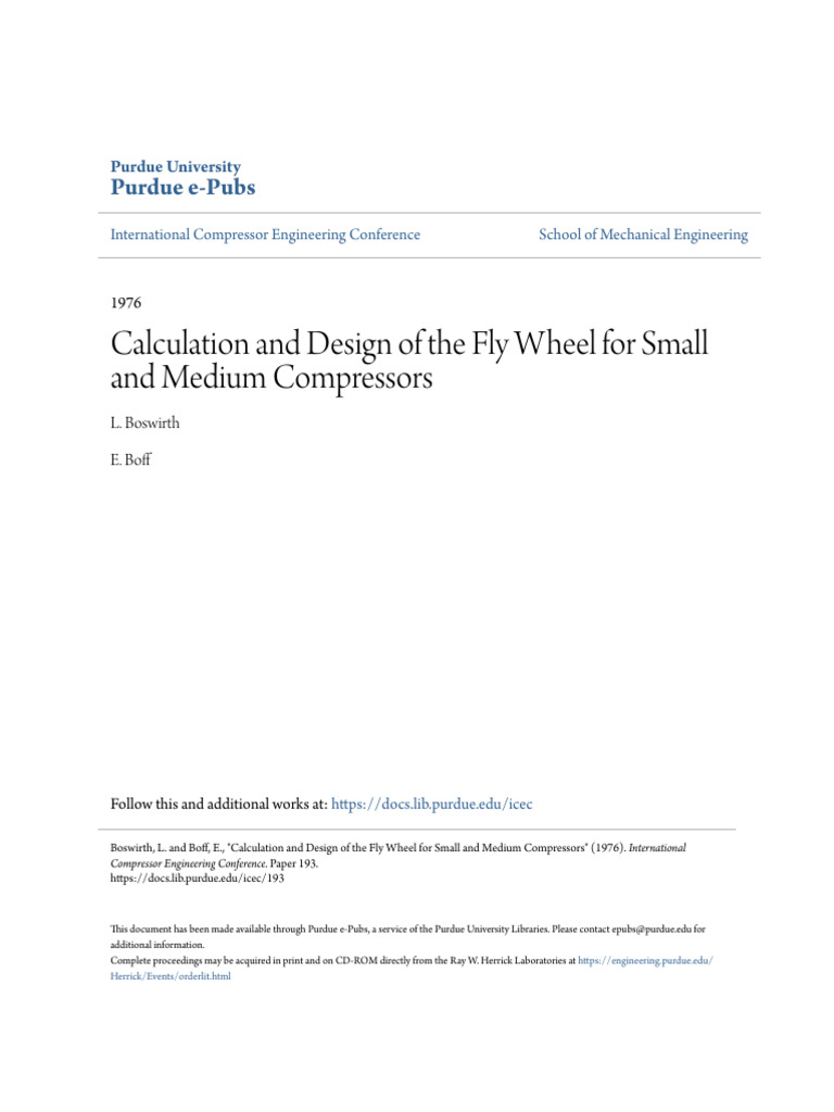 Calculation and Design of The Fly Wheel For Small and Medium Comp | PDF ...