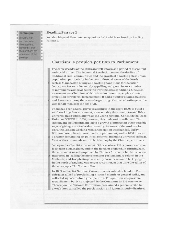 Chartism Reading 20 Mins | PDF