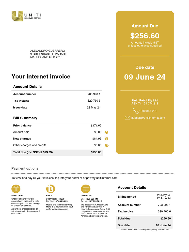 Uni Invoice 3207606 | PDF | Service Industries | Financial Technology