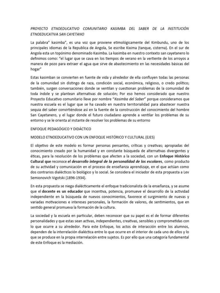 Kasimba del Saber: Educación Integral | PDF | Enseñando | Conocimiento