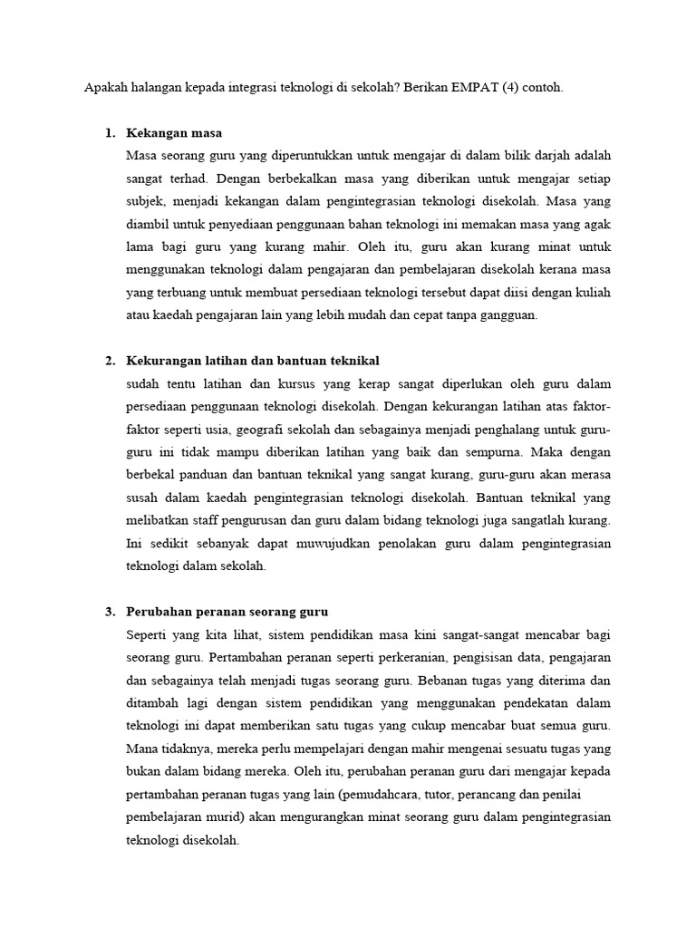 Apakah Halangan Kepada Integrasi Teknologi Di Sekolah | PDF | Karier ...