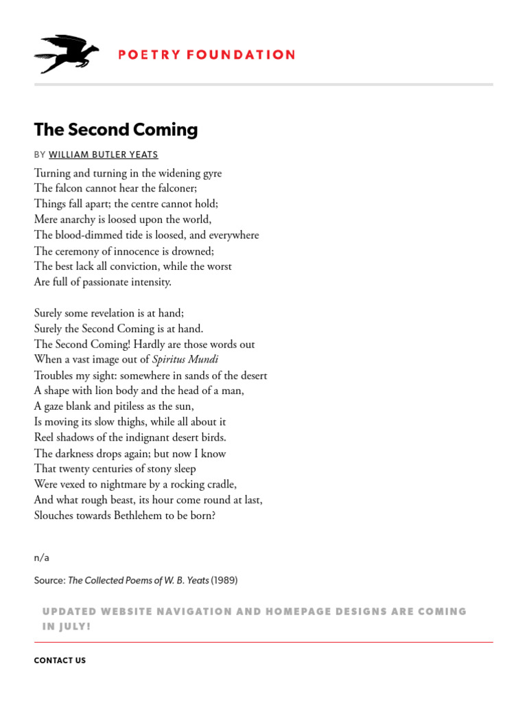 The Second Coming by William Butler Yeats - Poetry Foundation | PDF ...