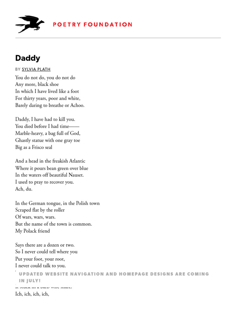 Daddy by Sylvia Plath _ Poetry Foundation (1) | PDF | American Poetry