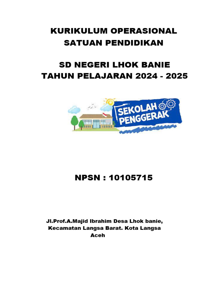 KOSP TAHUN 2024 SDN Lhokbanie | PDF | Kesehatan Holistik