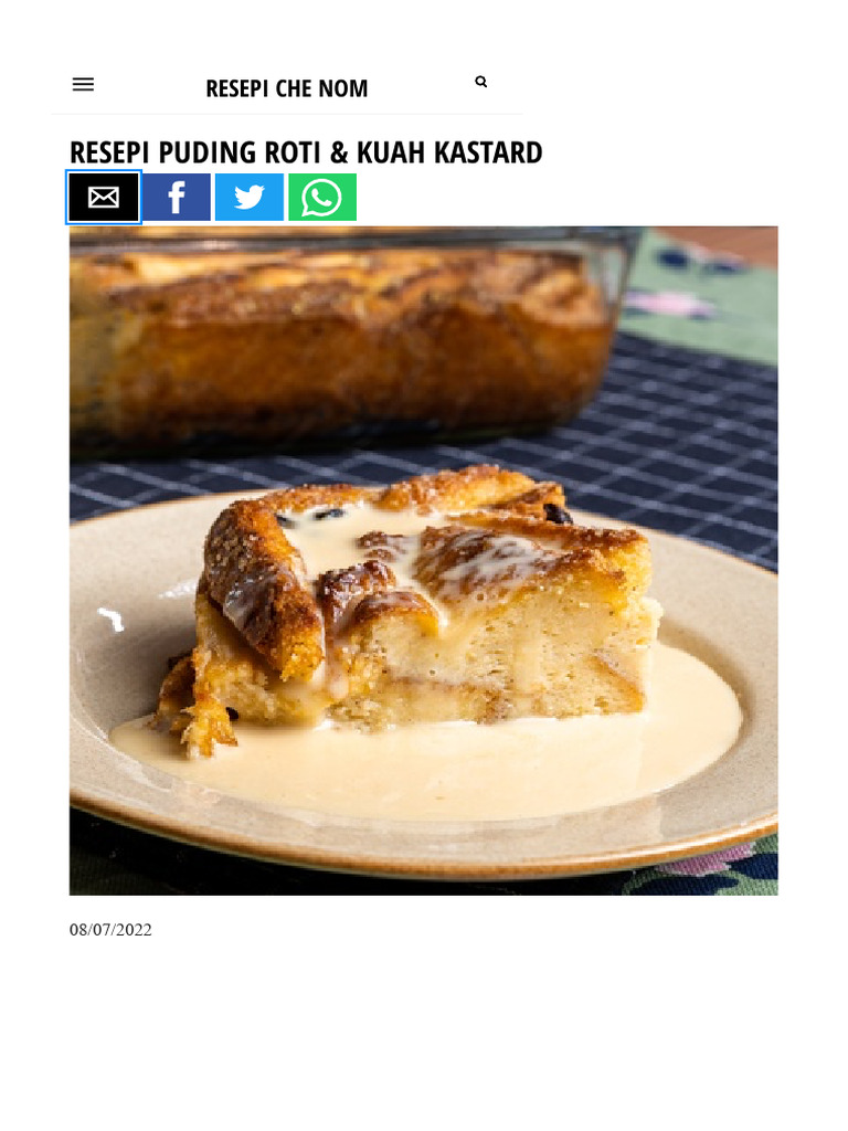 Resepi Puding Roti & Kuah Kastard | PDF