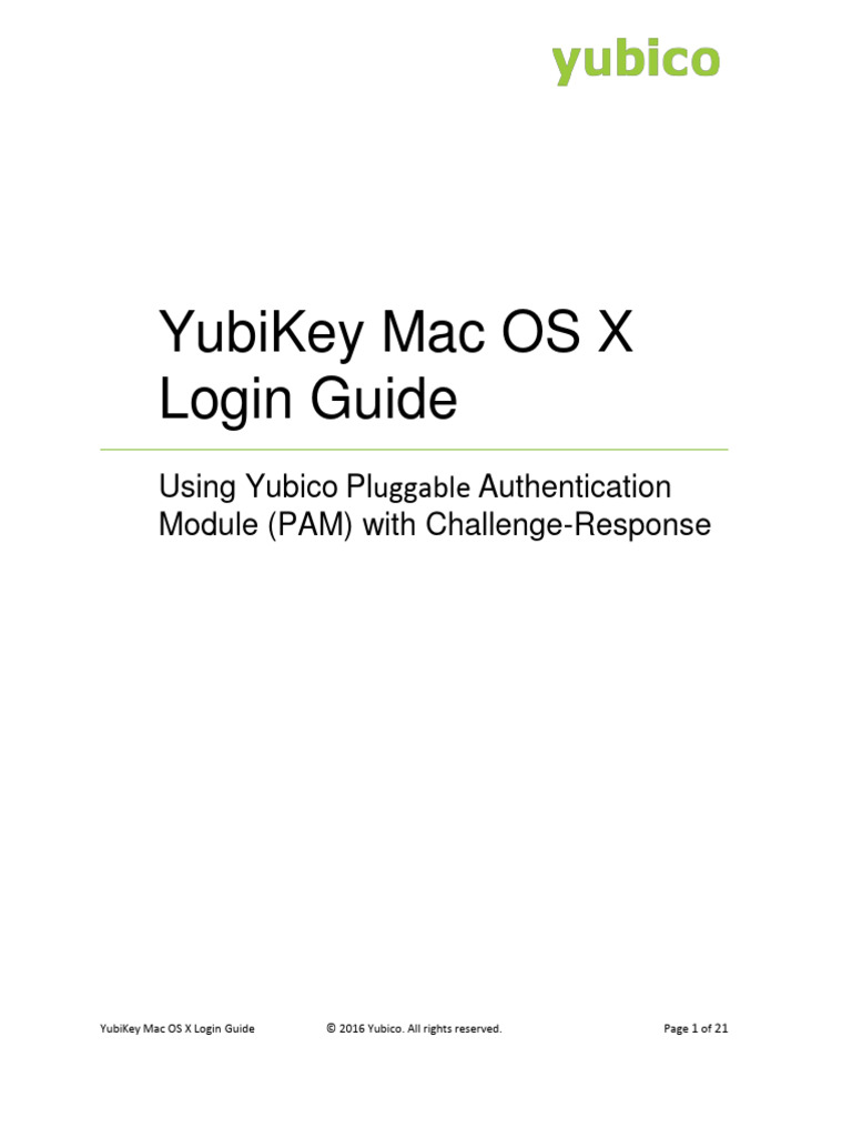 Yubico YubiKeyMacOSXLogin en | PDF | Access Control | System Software